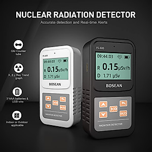 Geiger Counter Nuclear Radiation Detector Dosage Alarm Professional High Accuracy Radioactive Detector Meter Beta Gamma X Ray Data Tester Marble Dosimeter (Black)
