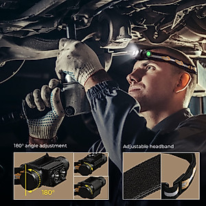 77outdoor LED Rechargeable Red Headlamp, D25LR Powerful Lightweight Head Flashlight with 90 High CRI Bright White Light and 660nm Deep Red Light, USB Charging for Camping, Hiking, Hunting