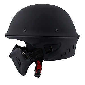 Milwaukee Helmets MPH9830DOT Rascal 3/4 Open Face Flat Black 2 in 1 Motorcycle Helmet Biker - Large