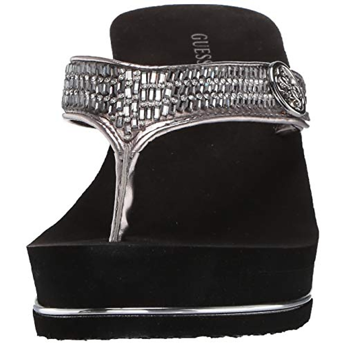 GUESS Womens Sarraly Flip-Flop, Pewter 179, 8 US