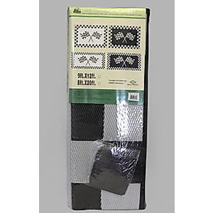 Ming's Mark RF-8201 Stylish Camping Reversible Classical Patio Mat - 8' x 20', black w/ white, racing flags