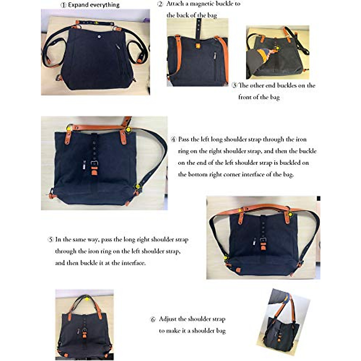 Chikencall® 3 ways Women Canvas Purses Handbags Totes Shoulder Bag Backpack Hobo (Brown)