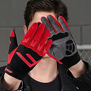 FIORETTO Mountain Bike Gloves for Men Women Motorcycle Cycling Gloves with 5MM SBR Pad Touch Screen Knuckle Protection Motocross Gloves for BMX ATV MTB Racing