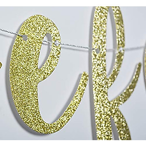 Vino Before Vows Banner for Engagement Bridal Shower Bachelorette Wine Winery Party Decorations Pre-strung Garland (Gold Glitter)