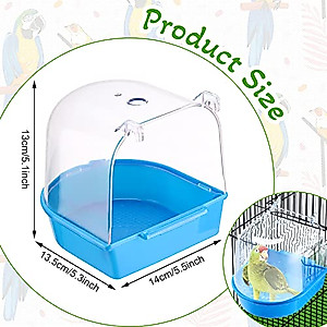 3 Pieces Clear Bird Bath for Cage Parakeet Bird Cage Accessories Hanging Bird Bath Box Parrot Bird Bathing Tub with Clear View for Small Birds Cockatiel Conure Canary Budgies Parrots Blue Green White