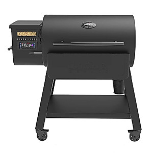 Louisiana Grills 1000 Black Label Series Portable Outdoor Bluetooth Pellet Grill with 2 Shelves, Locking Caster Wheels, and Digital WiFi Control
