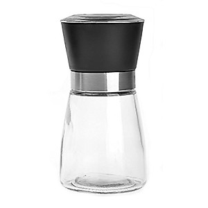 BlueSnail Manual Grips Glass Salt Pepper Grinder Seasoning Bottle (5.1", Black)
