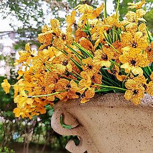 Triarrhena Artificial Flowers 9 Bundles Faux Outdoors Shrubs Hanging No Fade UV Resistant Fake Plants Home Decor Garden Farmhouse (Yellow)