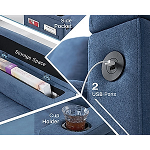 AMERLIFE 84 Inch Pull Out Couch, Tufted Sofa Bed with 2 USB Sockets & Cup Holders, L Shape Sectional Sleeper Sofa Bed with Storage Chaise- Linen Blue