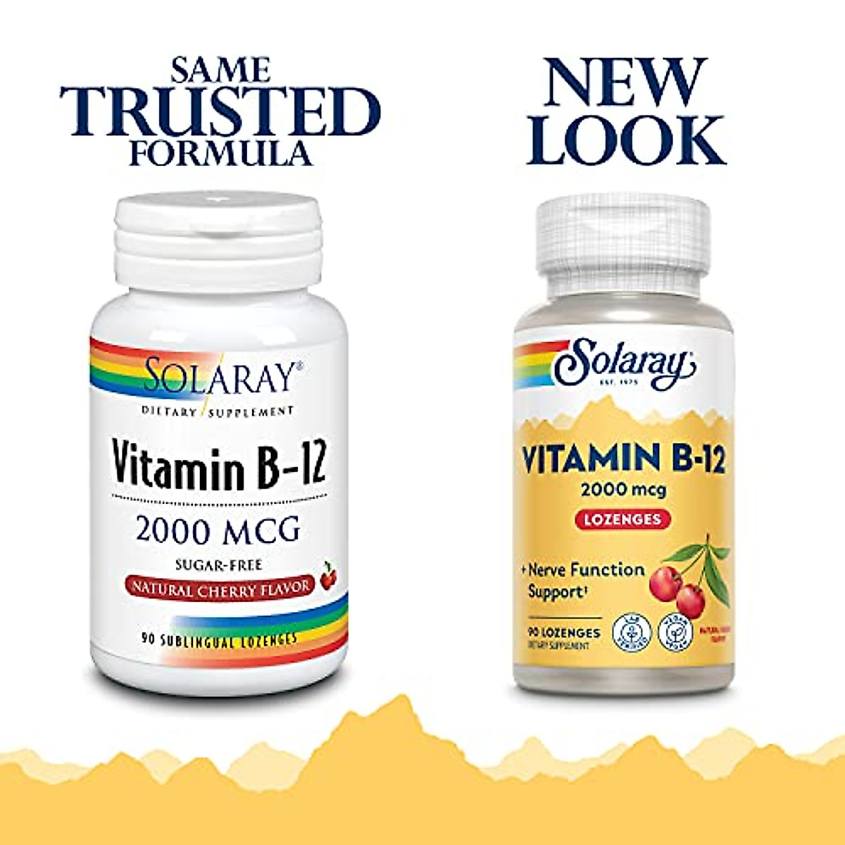 SOLARAY Vitamin B-12 2000 mcg, Sugar-Free Natural Cherry Flavor, Healthy Energy & Red Blood Cell Support, 90 Lozenges