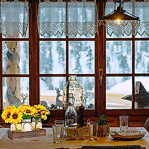 Waenerec Sunflower Mason Jar Dining Table Centerpiece with Lights Wood Tray Country Farmhouse Rustic Home Decor for Coffee Table Living Room Kitchen Garden Decorative Jars