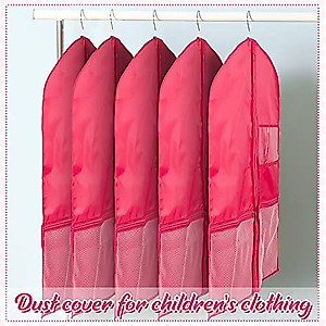 3 Pack 35.4" Kids Garment Bags for Dance Costumes with 2 Zipper Mesh Pocket and Clear Window Garment Bag for Dance Competitions, Hanging Clothes, Suit, Travel Storage