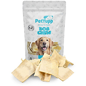 PetYupp Water Buffalo Cheek Chips (3" X 3") Dog Chews - 8 oz - Natural Dog Treats - For Small, Medium & Large Dog, High-Protein, Low-Fat & Easy Digest Dog Treats, Promotes Dental Health - No Additives