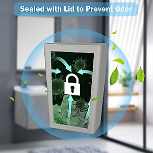 RTWDKFQ 3 Pack Bathroom Small Trash Can with Lid,10L / 2.6 Gallon Slim Garbage Bin Wastebasket with Pop-Up Lid for Bedroom, Office, Kitchen,Dorm, Fits Under Desk