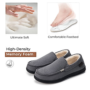 HomeTop Men's Classic Moccasin Slippers Comfy Memory Foam Indoor House Shoes Dark Gray,10 US