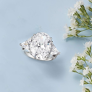 Ross-Simons 10.00 ct. t.w. Oval and Trillion-Cut CZ Ring in Sterling Silver. Size 7