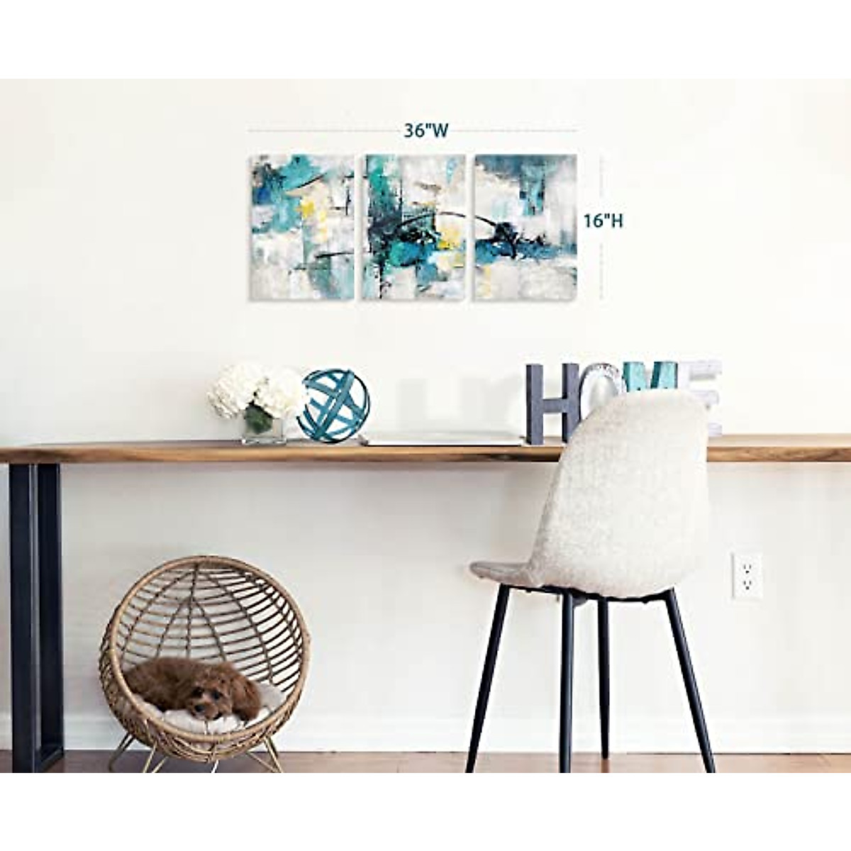 Teal Blue Wall Art Gray Black Turquoise Wall Décor for Living Room Modern Abstract Canvas Painting for Bathroom Bedroom Kitchen Dining Room Office Decor Home Decorations NON-Handmade NON-3D 36''x16''