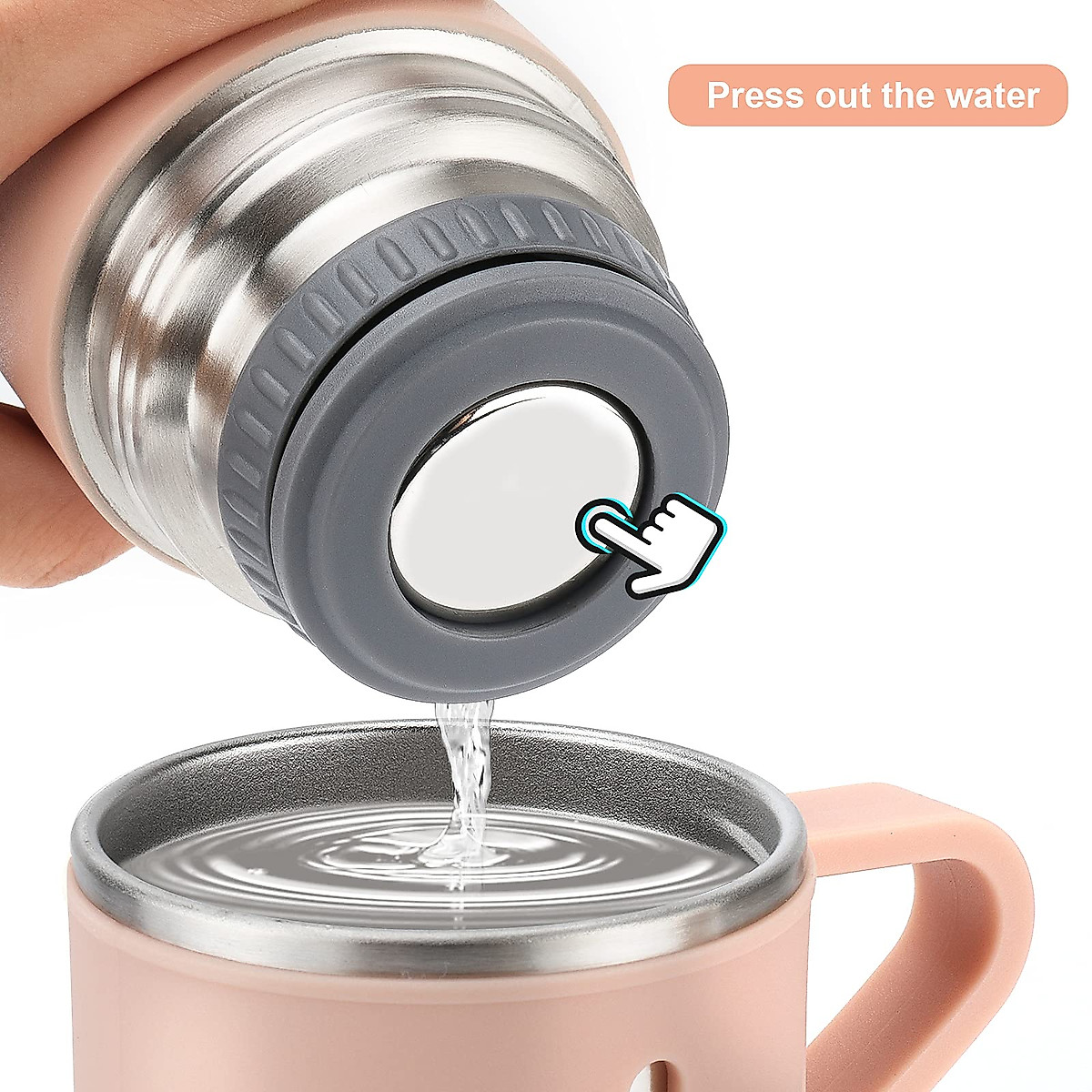 Stainless Steel Thermo 500ml/16.9oz Vacuum Insulated Bottle with Cup for Coffee Hot drink and Cold drink water flask.(Pink,Set)