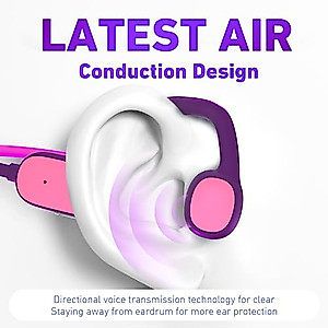 Mehomeli Kids Headphones, Bluetooth 5.2 Air Conduction Open Ear Headphones, 85dB Volume Limiting, Stereo Sound with Mic, IPX5 Waterproof, 10H Playtime, Perfect for School and Outdoor Activities-Purple