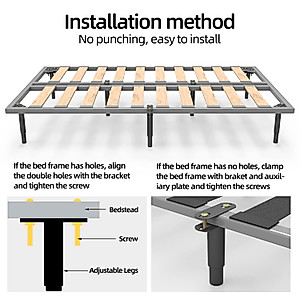POROHOM 2PCS (7"-13.5") Adjustable Metal Bed Frame Support Legs, Bed Frame Center Slats Heavy Support Leg,Extra Durable Furniture Cabine Sofa Slats Steel Support Legs Replacement Parts