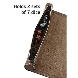 Forged Dice Co Scroll Dice Tray and Rolling Mat with Zippered Dice Holder - Storage Pouch Holds up to 14 Metal or Plastic Polyhedral Dice - Compatible with DND and Dungeons & Dragons Game Dice