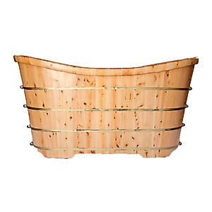 ALFI brand AB1105 63-Inch Free Standing Cedar Wood Bath Tub