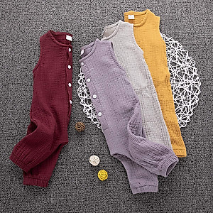 Arleysh Newborn Baby Girl Romper Jumpsuit Cotton Linen Sleeveless Ruffled Bodysuit Infant Summer Clothes Outfits (Green, 0-3 Months)