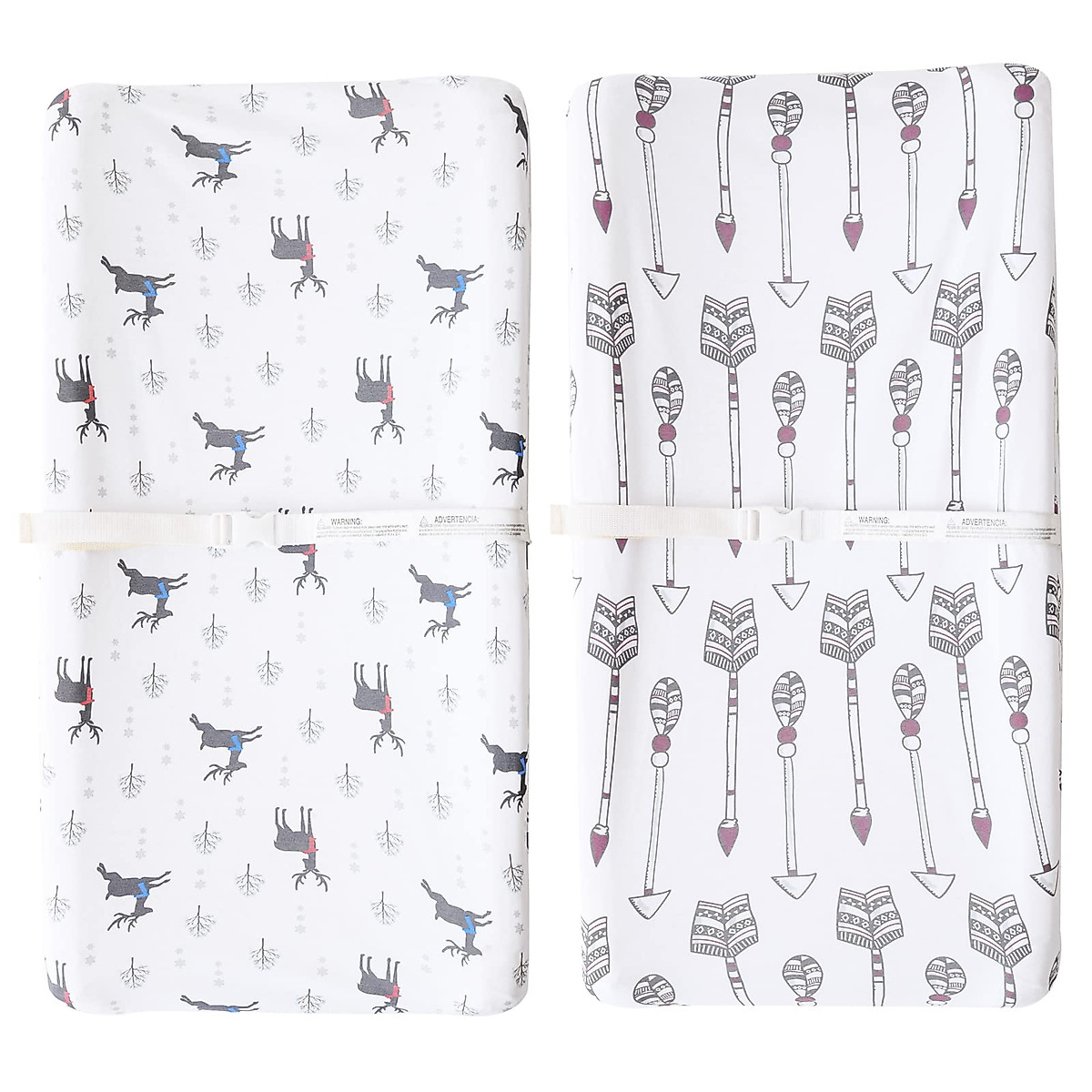 Gina Era Changing Pad Cover, 100% Jersey Knit Organic Cotton Changing Pad Covers, Super Soft and Comfortable, 2 Pack, Diaper Changing Pad Cover for Baby Girl and Boy (Black)