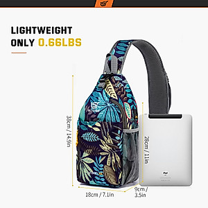 SKYSPER Sling Bag Crossbody Backpack - Chest Shoulder Cross Body Bag Travel Hiking Casual Daypack for Women Men(Leaf)