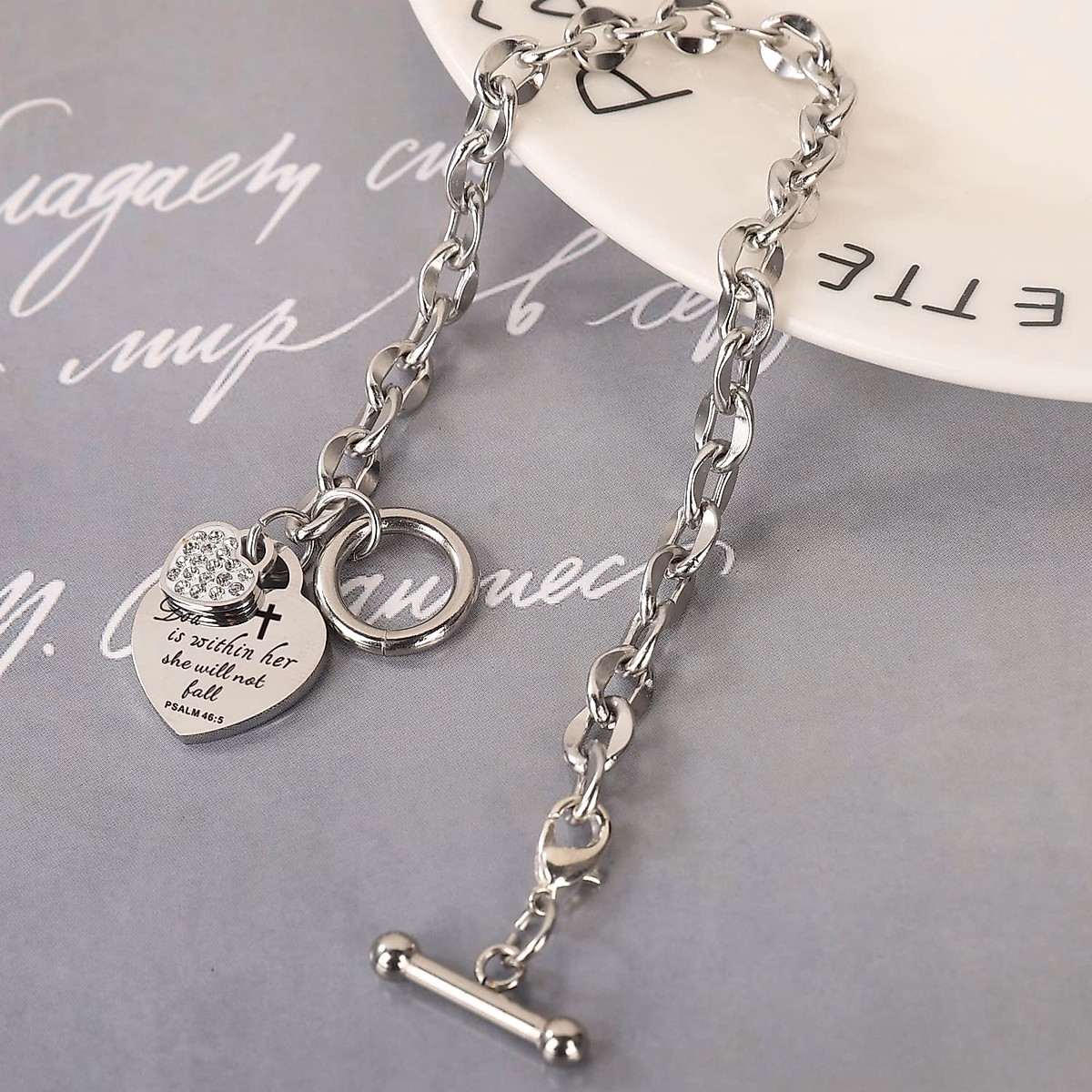 MUEEU Bracelets for Women Inspirational Gifts Bible Verse Religious Jewelry Bracelet Mothers Day Christmas Birthday God is Within her she Will not Fall (God is within her she will not fall)