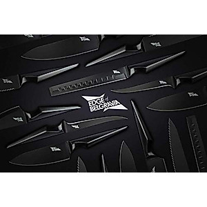 Edge of Belgravia GALATINE's Professional Chef Knives Set With Erogonomic Grip For Kitchen & Dining,Thick Blade,Stainless Steel (7pcs,Black)