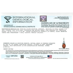 Ian and Valeri Co. Honey Amber Sterling Silver Grapevine Pendant