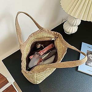 Aktudy Summer Women Woven Straw Handbag Vacation Travel Handle Tote Purses Boho Beach Holiday Fashion Female Shoulder Bag