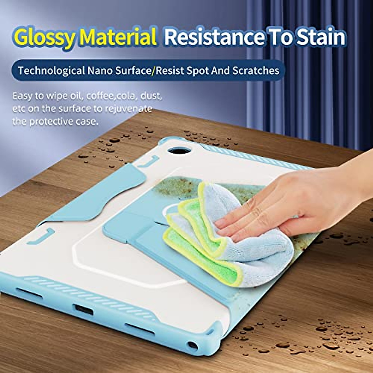 Stand Tablet Cover Lightweight Rugged Shockproof Compatible with Samsung Galaxy Tab A8 10.5 inch 2021 (SM-X200/X205) Tablet Case,Folding Stand Folio Cover Protective with Shoulder Strap/Auto Sleep Wak