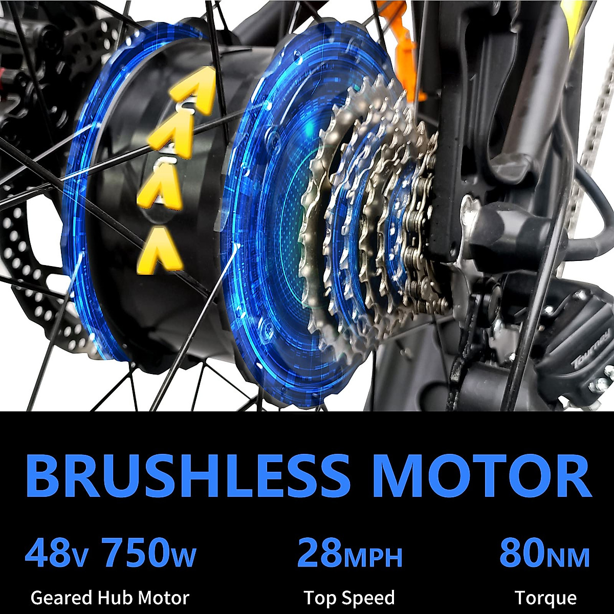 Clearbridal 750W Fat Tire Electric Mountain Bike for Adults, 20+MPH, Removable 48V Lithium Battery, Snow Electric Bicycle Beach Off-Road Ebike, Professional Shimano 7-Speed E-Bike