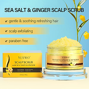 Scalp Scrub with Sea Salt and Ginger, Gentle Scalp Exfoliating, Removes Buildup, Dandruff Dry Scalp Treatment and Nourishing Hair, Parabens-free (10.6 oz / 300 g)