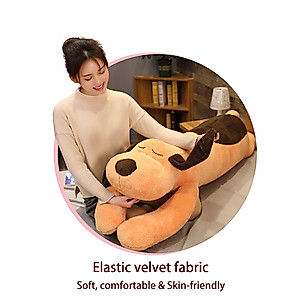 HCSXMY Cute Plush Dog Doll Puppy Plush Pillow Doll Toy Soft Dog Stuffed Animals Long Pillow Toy Kitten Body Pillow Gift for Kids and Girlfriend (110cm/43inch, Brown)