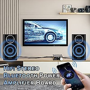 XY-C50H Bluetooth Amplifier Board, TPA3116D2 HiFi Chip 12-24V DC Input,Support USB Sound Card/USB Flash, AUX, Bluetooth Multiple Input Modes (XY-C50H with 12V/5A DC Power Adapter