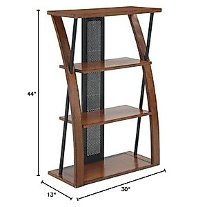 OSP Home Furnishings Aurora 3 Shelf Bookcase, Medium Oak Finish and Black Accents