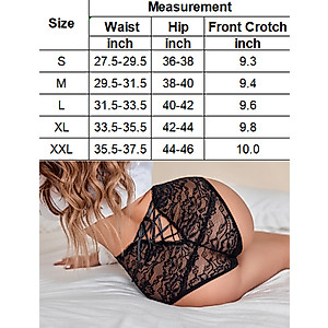 Avidlove Womens Underwear plus size High-Waisted Strappy Ladies panty lace panties Black