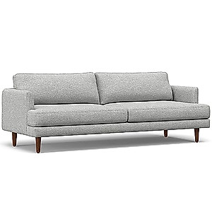SIMPLIHOME Livingston Mid-Century Modern 90 Inch Wide Sofa in Mist Grey Woven-Blend Fabric, For the Living Room and Family Room