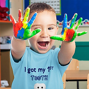 Toddler T-Shirt Funny I Got My First Tooth Funny Humor Style B Cotton First Tooth Boy & Girl Clothes Smiling Tooth Baby Funny Tee Light Blue Design Only 12 Months