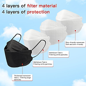 KF94 Mask (30 Pcs ) Black Disposable Face Masks 4-Ply Dust Mask Breathable for Adults Women Men Girls Boys Teen Youth (Black, 30 pack)