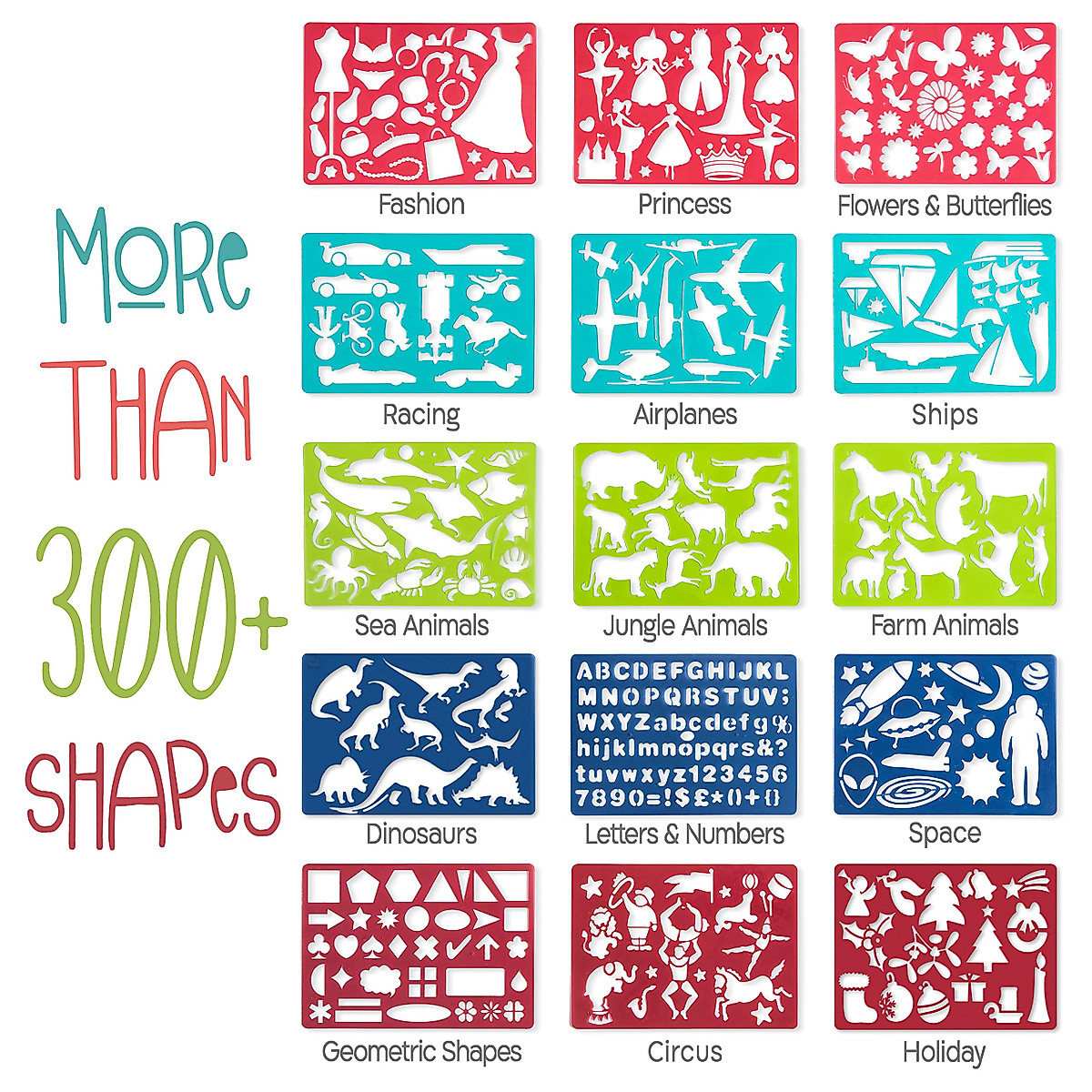 Kipipol 63 Pcs Drawing Stencils for Kids Ages 4-8 - 8-12 and Up - Arts and Crafts for Girls and Boys - Kids Drawing kit - Art Set- 15 Art Stencils, 260+ Designs -Scratch Art- Creativity Gifts & Toys