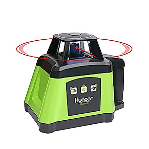 Huepar Electronic Self-Leveling Rotary Laser Level Kit -360 Horizontal Laser Beam Interior/Exterior Rotating Laser Level Tool, Receiver, Protective Glasses, Alkaline Battery, Hard Case Kit RL200HR