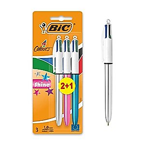 BOLIGRAFO BIC 4 COLORES SHINE BLISTER 3 UNIDADES