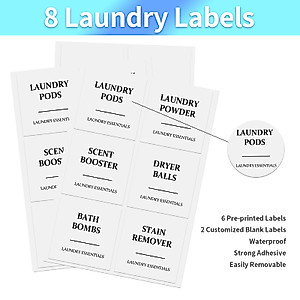 94oz / 5.8lb Laundry Pods Container, Laundry Powder Container with Push Up Lid, Laundry & Dishwasher Pods Holder Containers with Labels and Scoops for Laundry Room Organization and Storage Decor