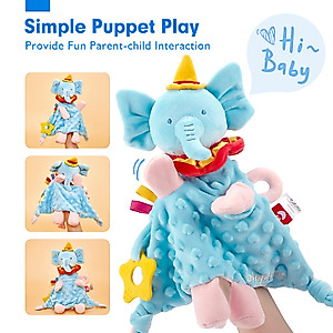 hahaland Baby Stuff Loveys for Babies Elephant Security Blanket with Baby Teething Toys 0-3-6-12 Months Baby Gifts for Newborn Baby Boys Girls Infant Toys