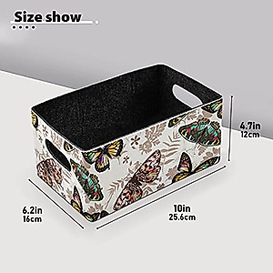Butterfly Beautiful Storage Basket Felt Storage Bin Collapsible Towel Storage Convenient Box Organizer for Pet Supplies Magazine
