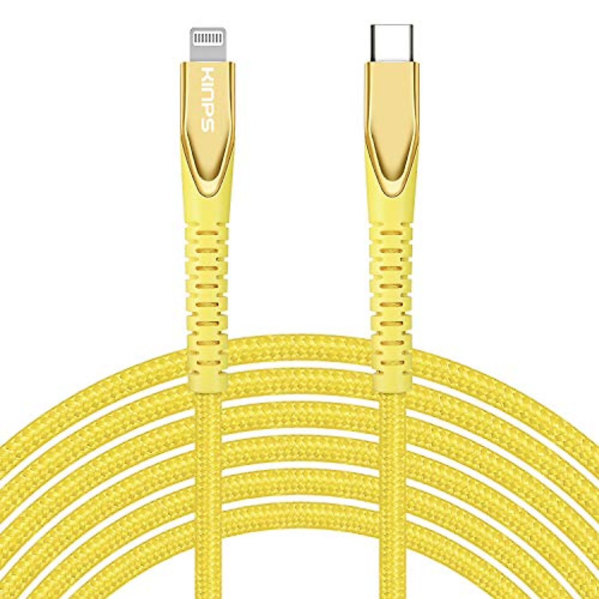 KINPS MFI Certified (10ft/3m) USB C to Lightning Fast Charging Cable Compatible with iPhone 12 Pro Max/12 Pro/12/11Pro/11 Pro Max/X/XS, Supports Power Delivery(for Use with Type C Chargers), Yellow